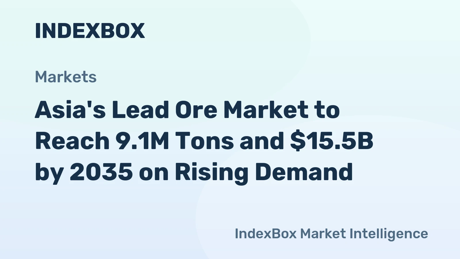 Asia's Lead Ore Market to Reach 9.1M Tons and $15.5B by 2035 on Rising Demand