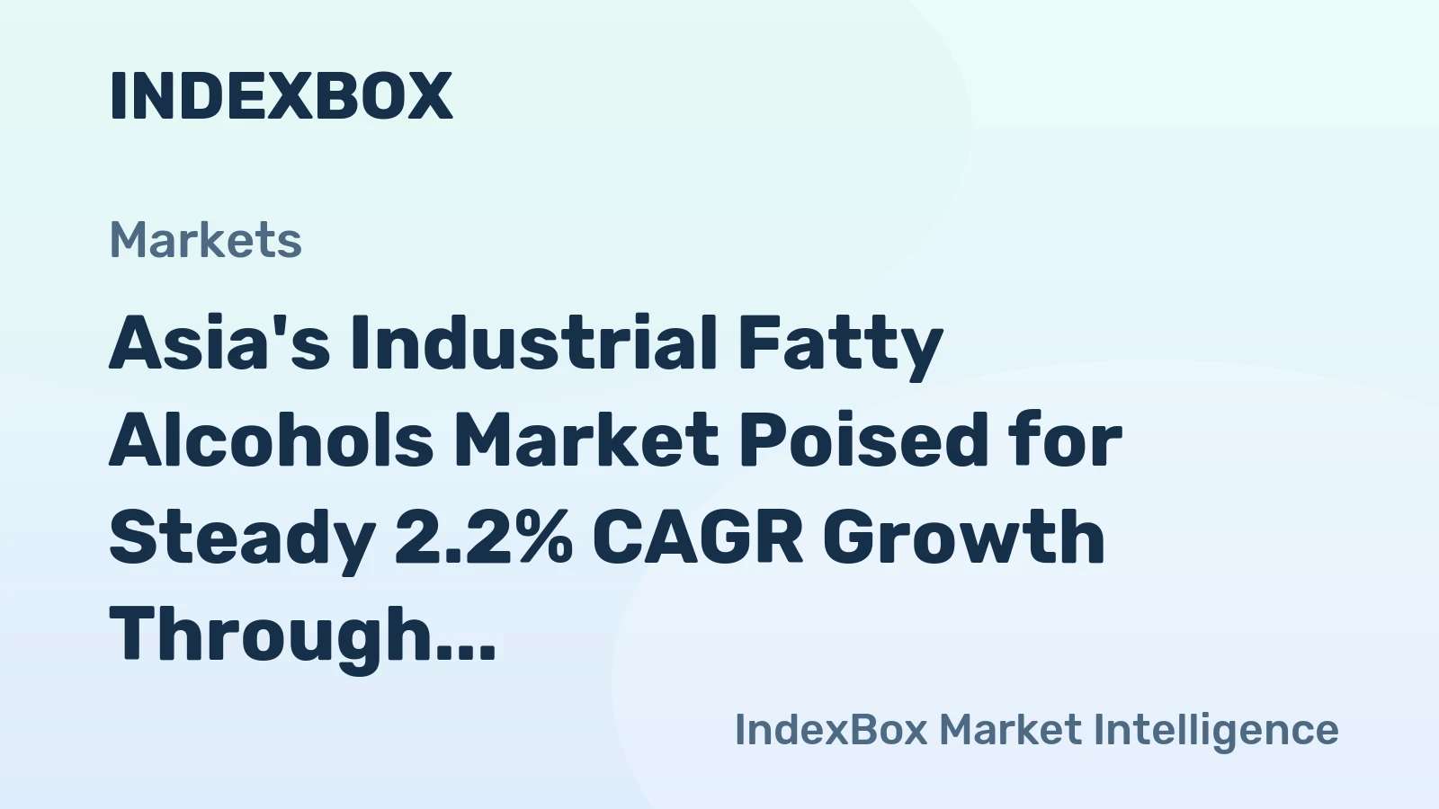 Asia's Industrial Fatty Alcohols Market Poised for Steady 2.2% CAGR Growth Through 2035