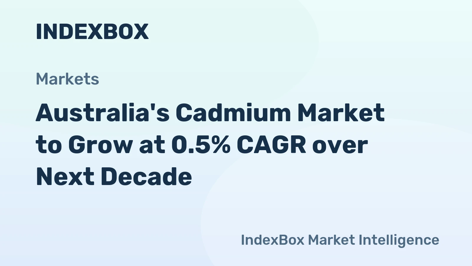 Australia's Cadmium Market to Grow at 0.5% CAGR over Next Decade