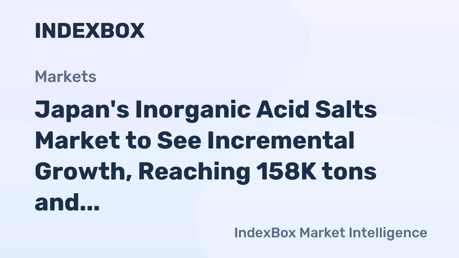 Japan's Inorganic Acid Salts Market to See Incremental Growth, Reaching 158K tons and $545M by 2035