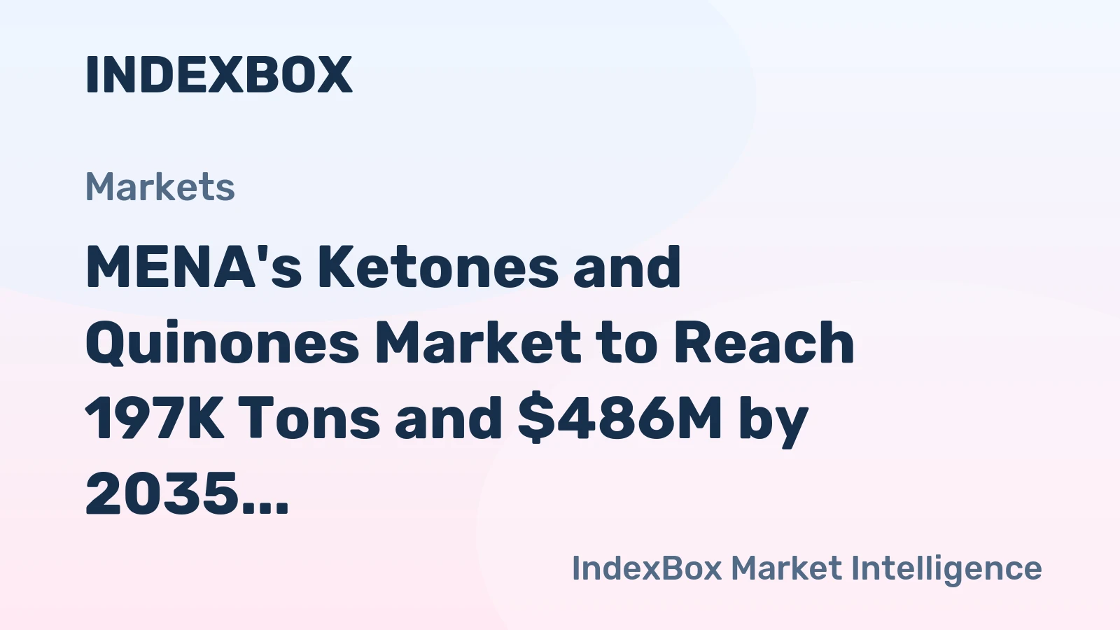 MENA's Ketones and Quinones Market to Reach 197K Tons and $486M by 2035