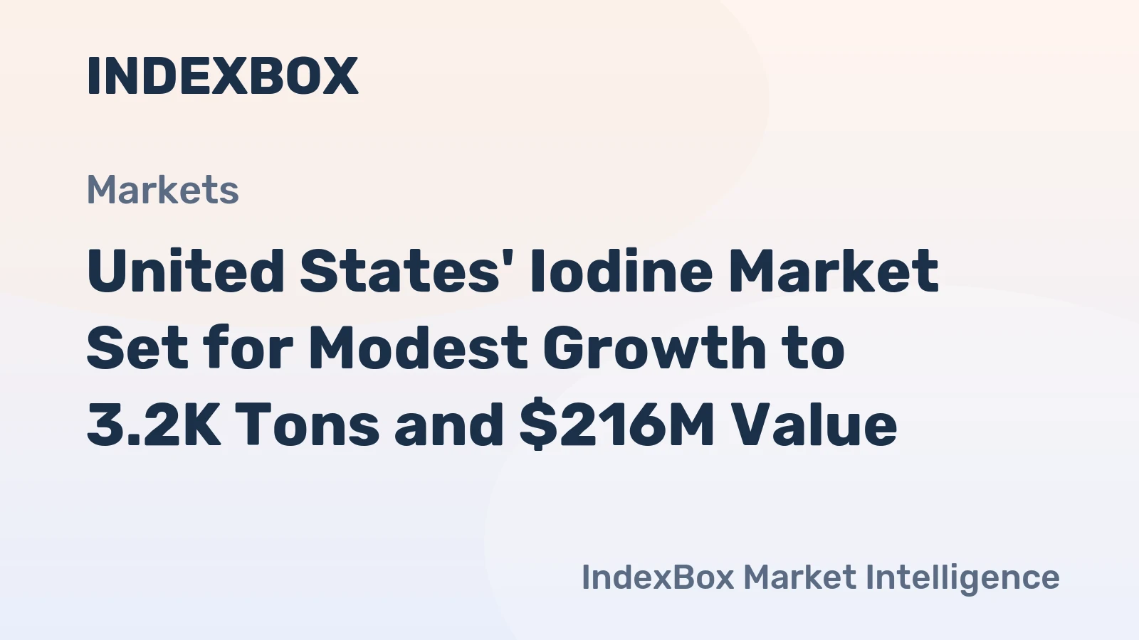 United States' Iodine Market Set for Modest Growth to 3.2K Tons and $216M Value