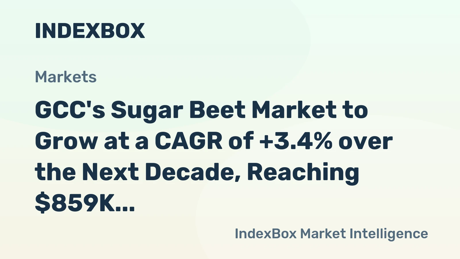 GCC's Sugar Beet Market to Grow at a CAGR of +3.4% over the Next Decade, Reaching $859K by 2035