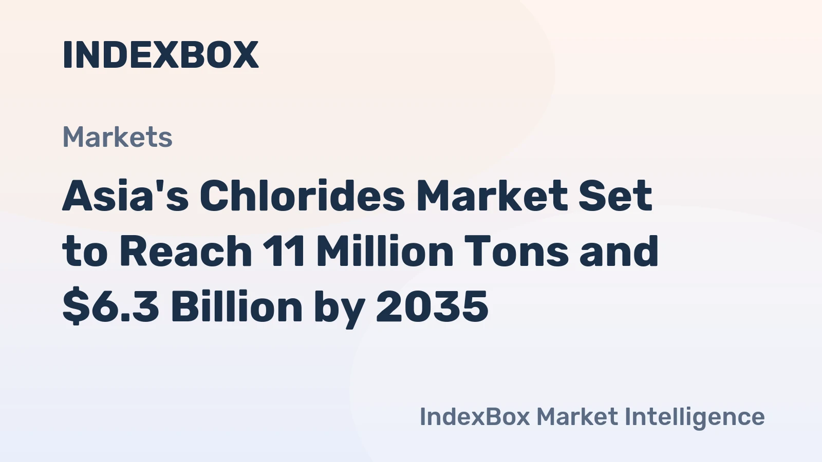 Asia's Chlorides Market Set to Reach 11 Million Tons and $6.3 Billion by 2035