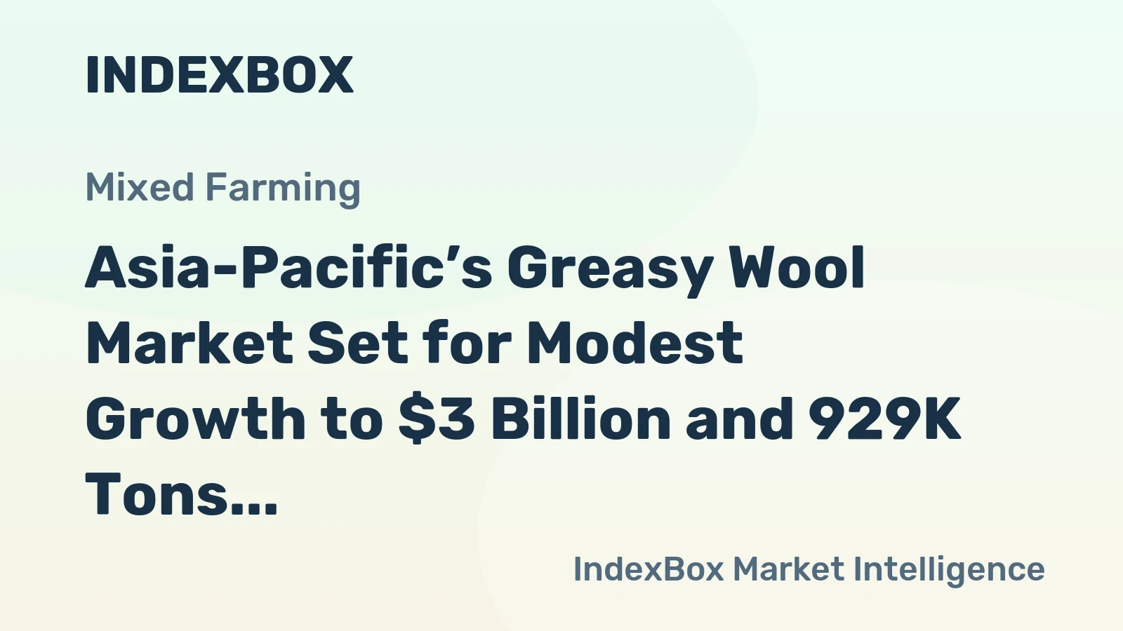 Asia-Pacific’s Greasy Wool Market Set for Modest Growth to $3 Billion and 929K Tons