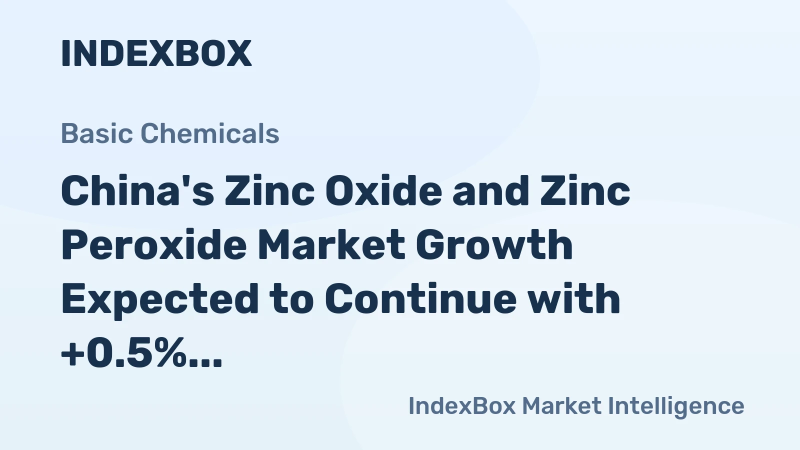 China's Zinc Oxide and Zinc Peroxide Market Growth Expected to Continue with +0.5% CAGR