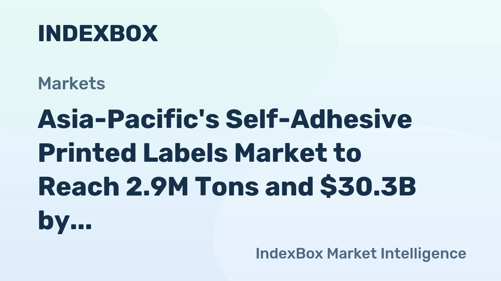 Asia-Pacific's Self-Adhesive Printed Labels Market to Reach 2.9M Tons and $30.3B by 2035