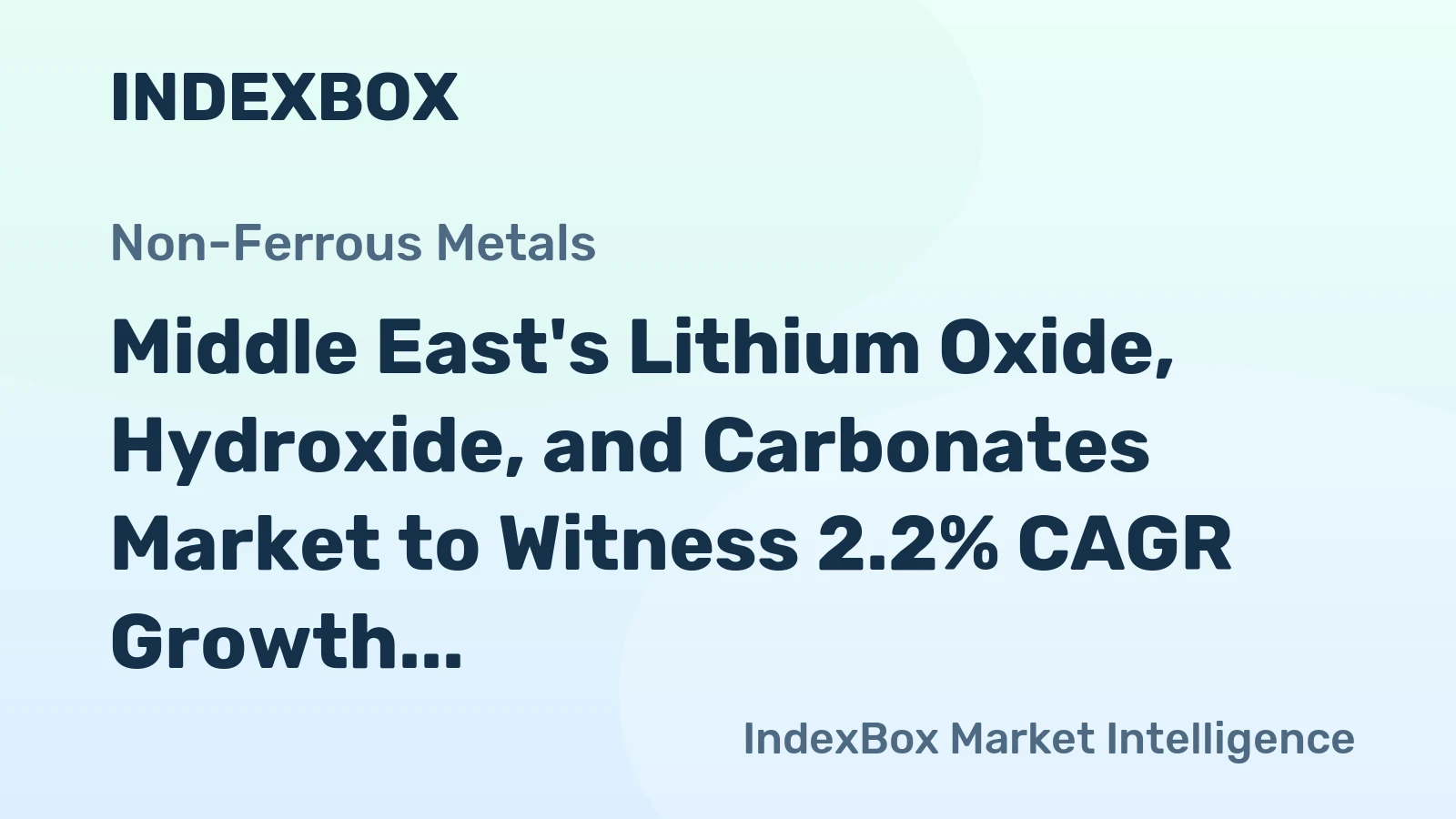 Middle East's Lithium Oxide, Hydroxide, and Carbonates Market to Witness 2.2% CAGR Growth from 2024 to 2035