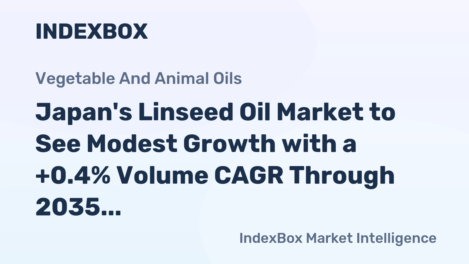 Japan's Linseed Oil Market to See Modest Growth with a +0.4% Volume CAGR Through 2035
