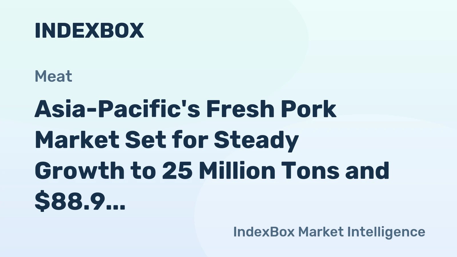Asia-Pacific's Fresh Pork Market Set for Steady Growth to 25 Million Tons and $88.9 Billion