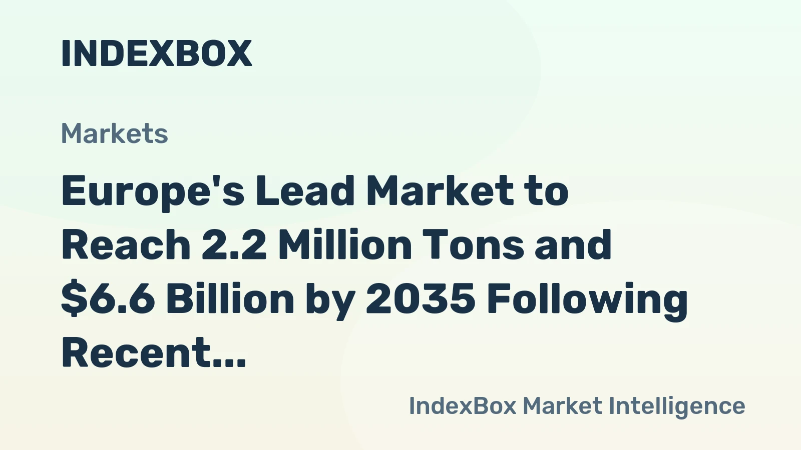 Europe's Lead Market to Reach 2.2 Million Tons and $6.6 Billion by 2035 Following Recent Contraction