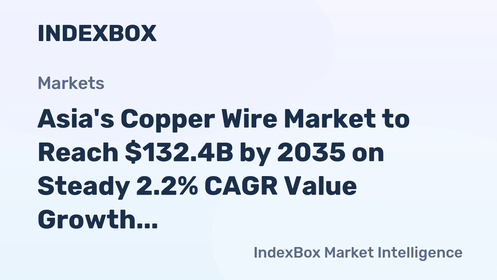 Asia's Copper Wire Market to Reach $132.4B by 2035 on Steady 2.2% CAGR Value Growth