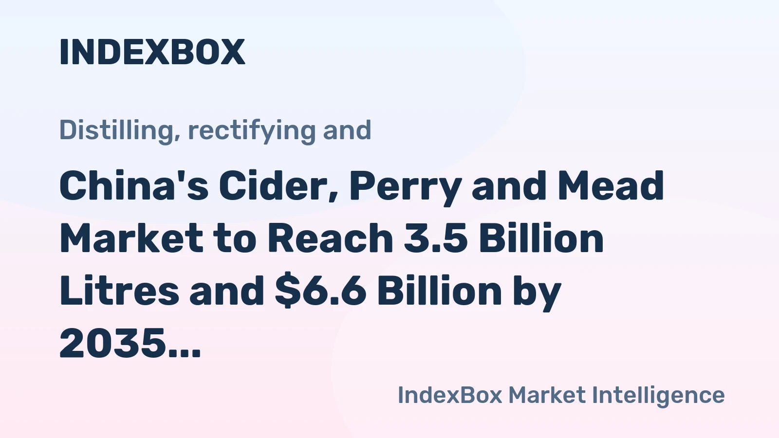 China's Cider, Perry and Mead Market to Reach 3.5 Billion Litres and $6.6 Billion by 2035