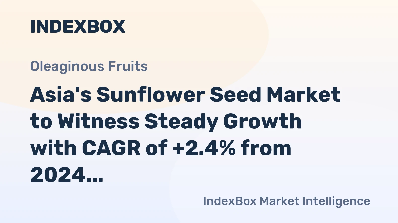 Asia's Sunflower Seed Market to Witness Steady Growth with CAGR of +2.4% from 2024 to 2035