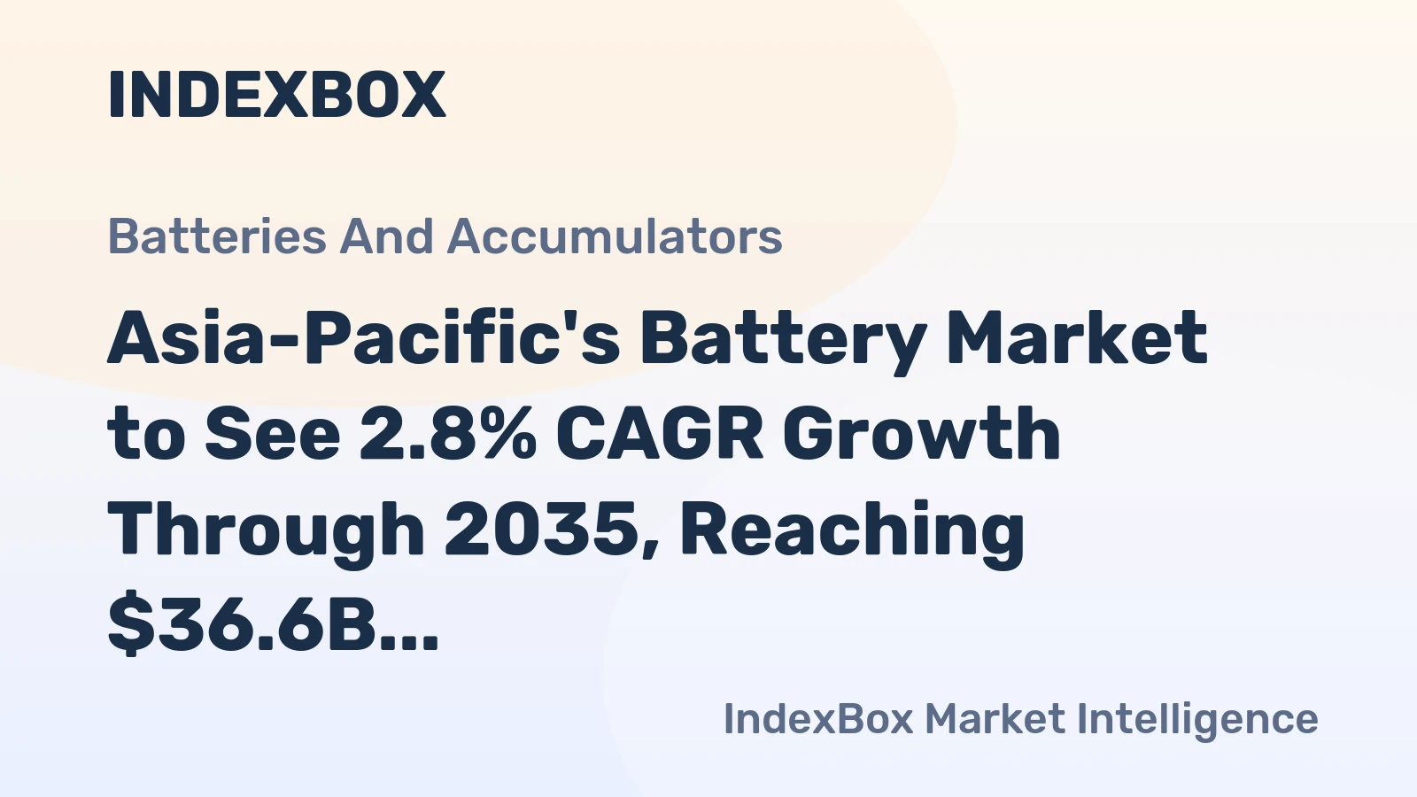 Asia-Pacific's Battery Market to See 2.8% CAGR Growth Through 2035, Reaching $36.6B