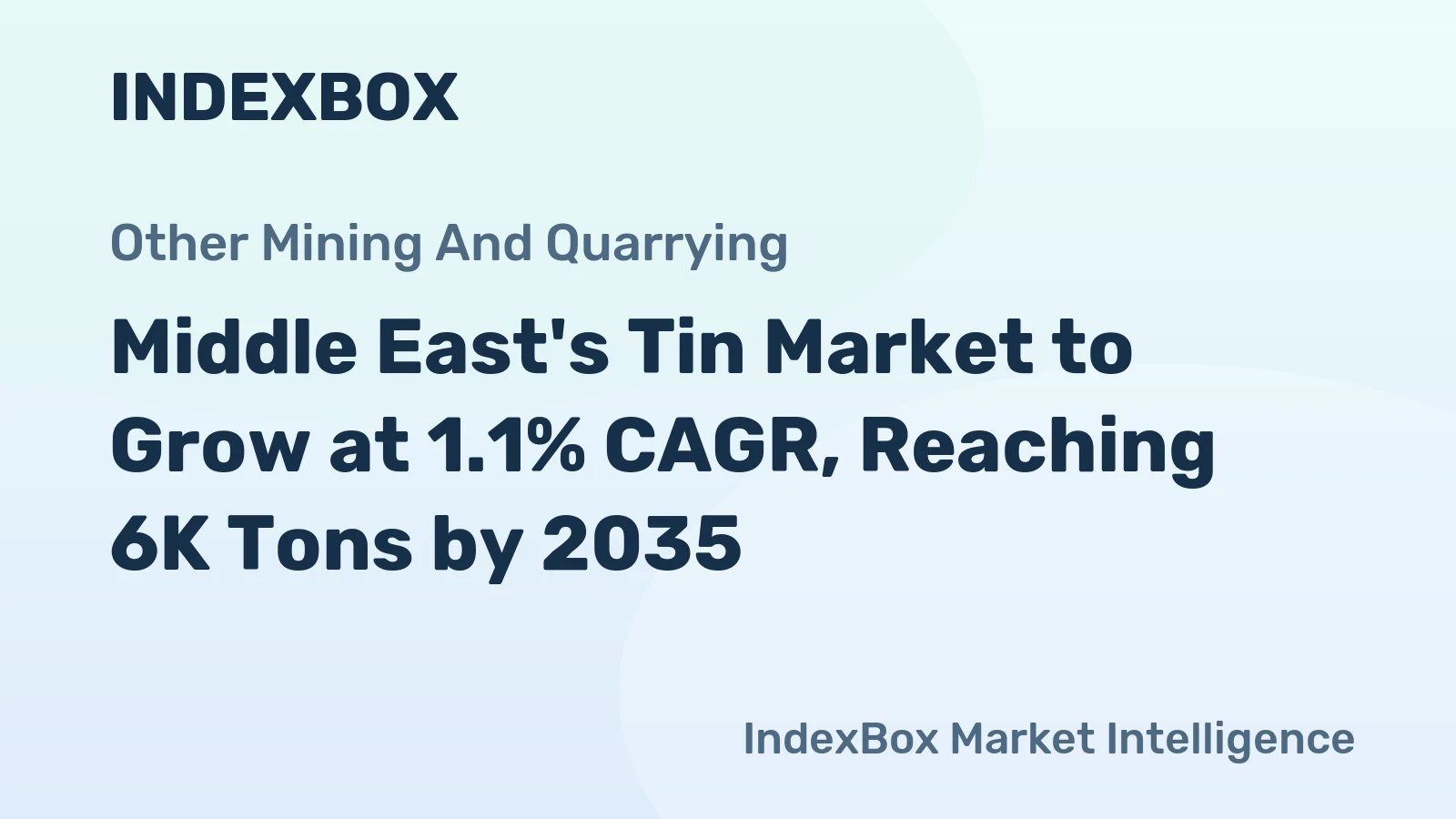 Middle East's Tin Market to Grow at 1.1% CAGR, Reaching 6K Tons by 2035