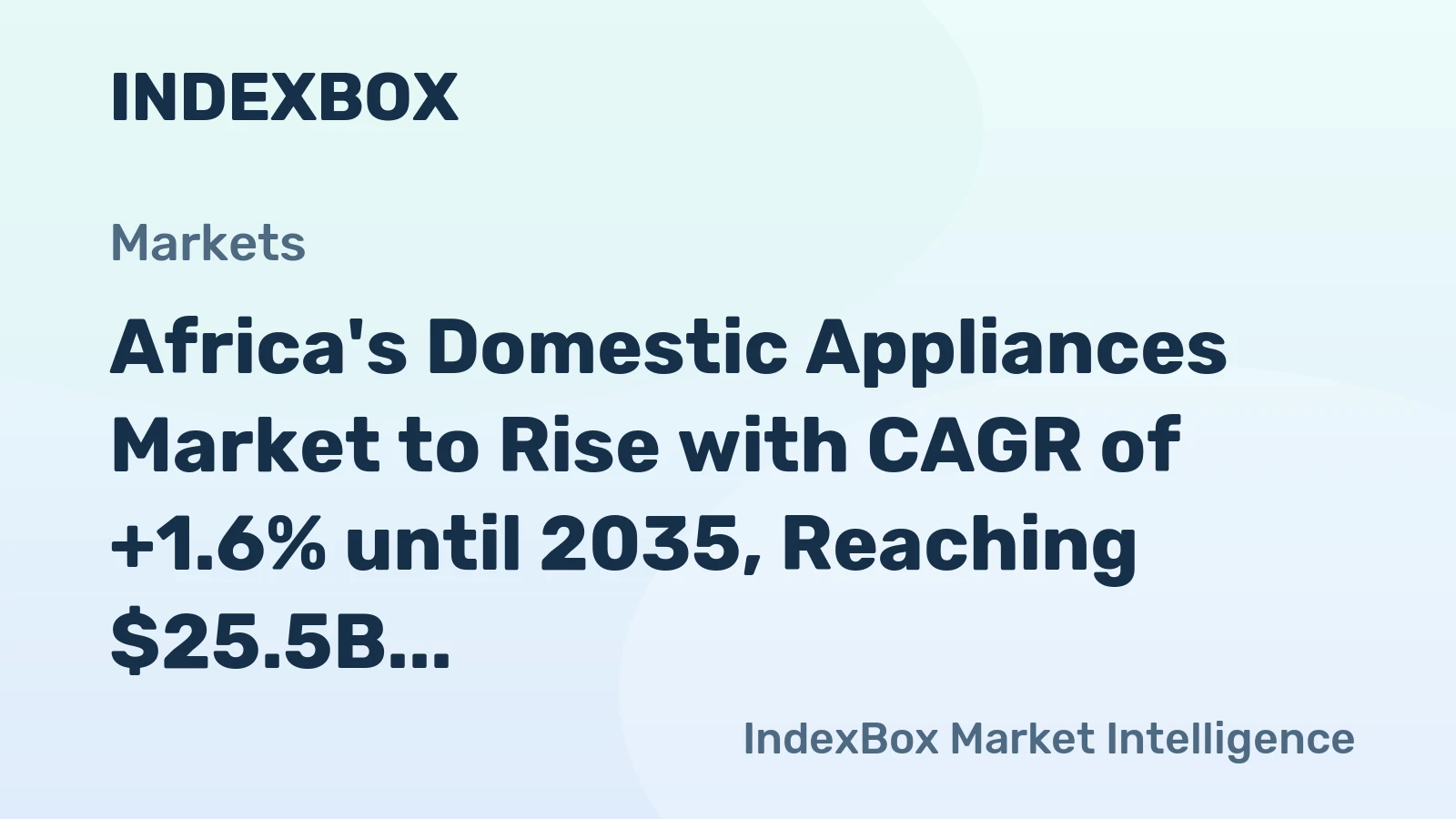 Africa's Domestic Appliances Market to Rise with CAGR of +1.6% until 2035, Reaching $25.5B in Value