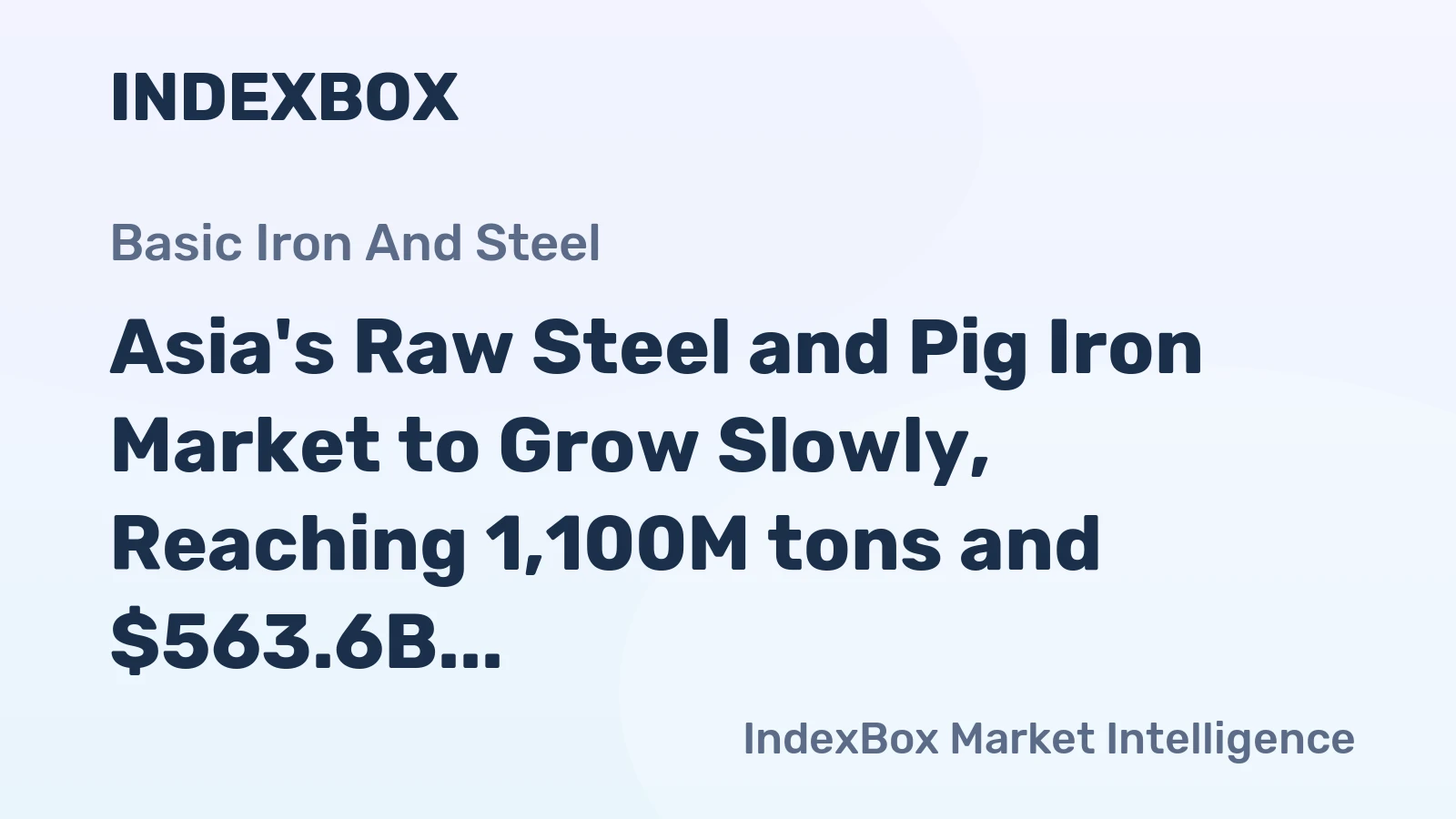 Asia's Raw Steel and Pig Iron Market to Grow Slowly, Reaching 1,100M tons and $563.6B by 2035