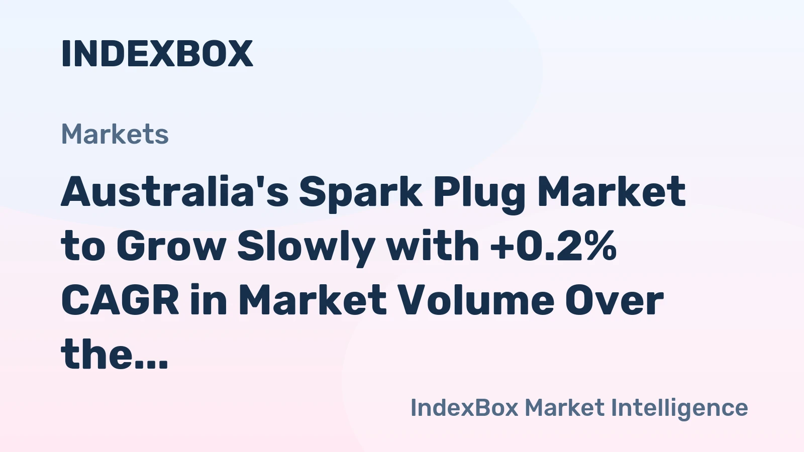 Australia's Spark Plug Market to Grow Slowly with +0.2% CAGR in Market Volume Over the Next Decade