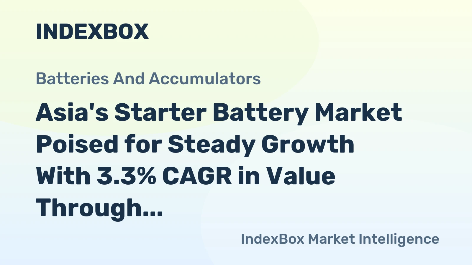 Asia's Starter Battery Market Poised for Steady Growth With 3.3% CAGR in Value Through 2035