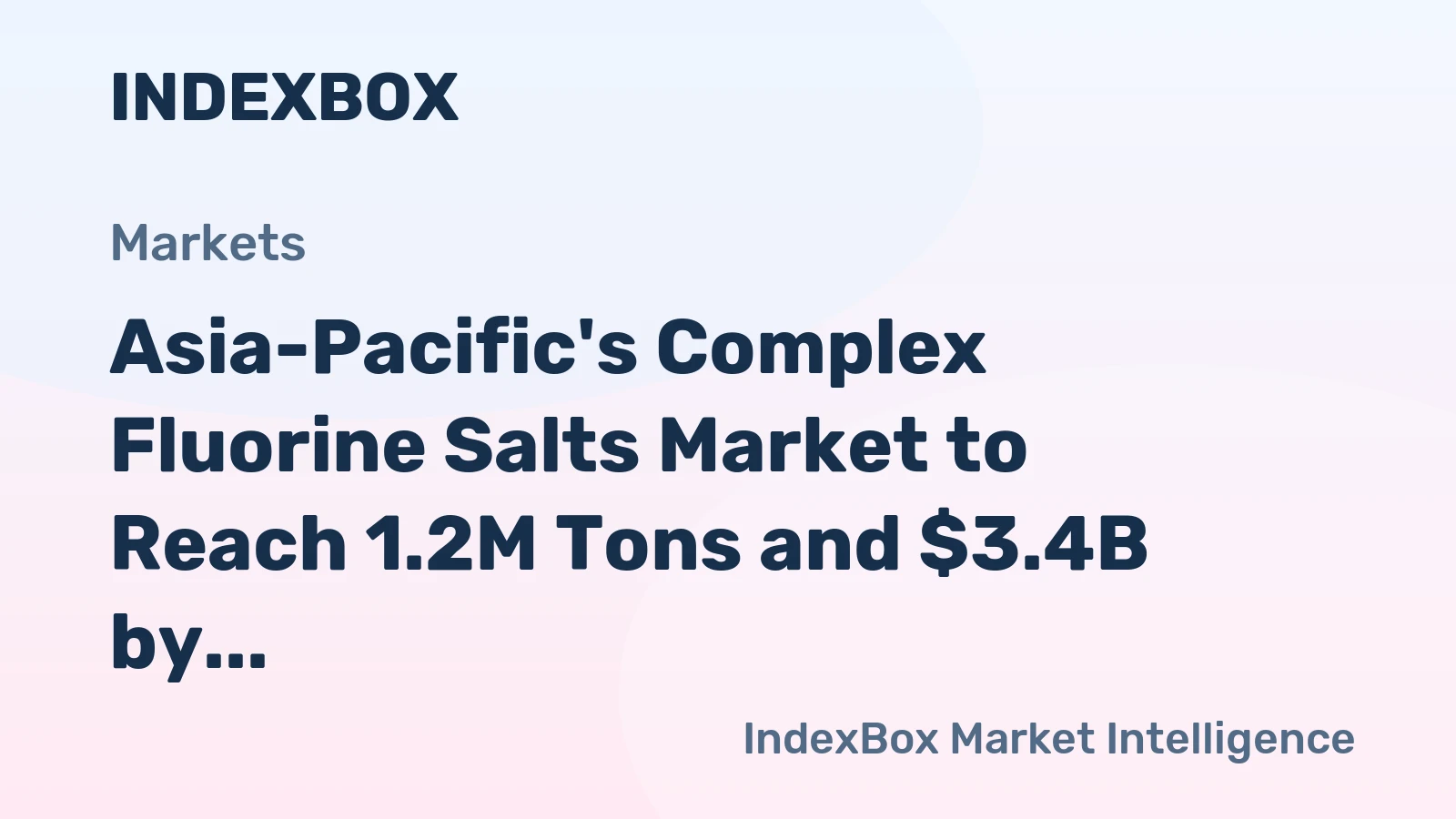 Asia-Pacific's Complex Fluorine Salts Market to Reach 1.2M Tons and $3.4B by 2035