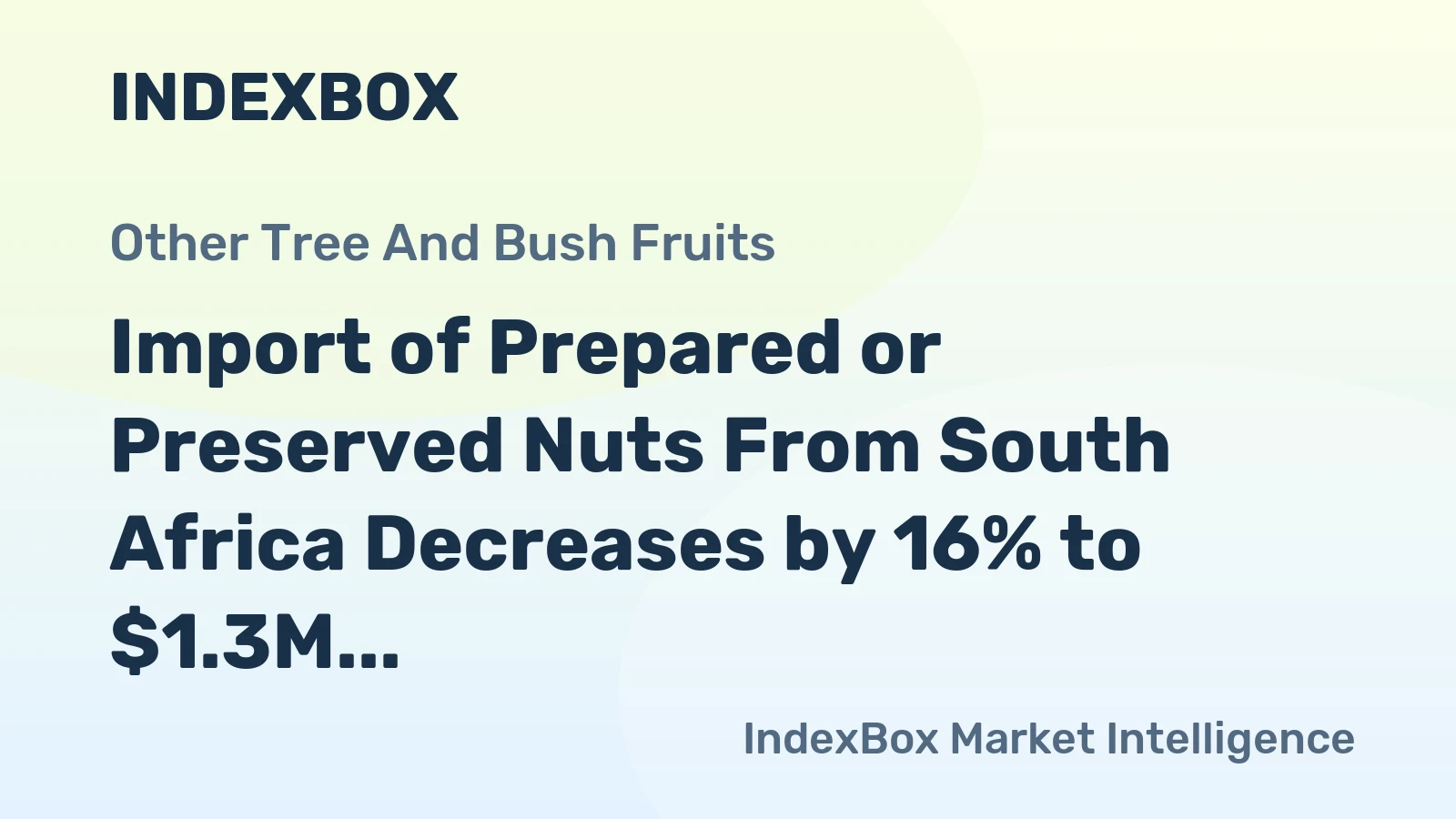 Import of Prepared or Preserved Nuts From South Africa Decreases by 16% to $1.3M in October 2023.