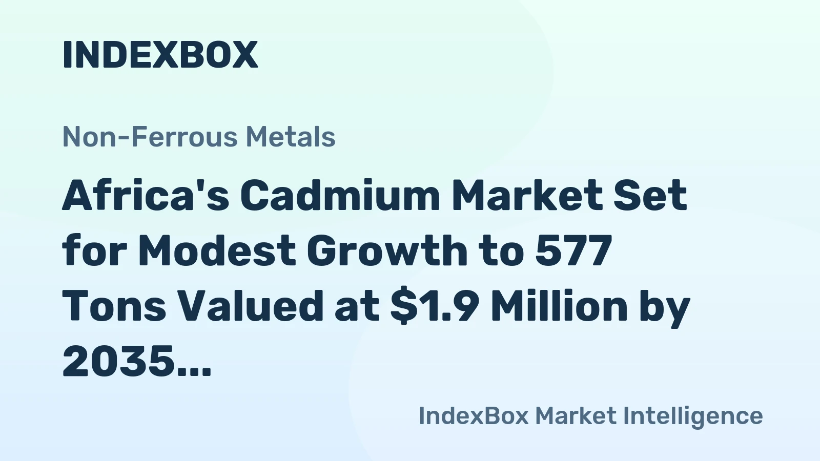 Africa's Cadmium Market Set for Modest Growth to 577 Tons Valued at $1.9 Million by 2035