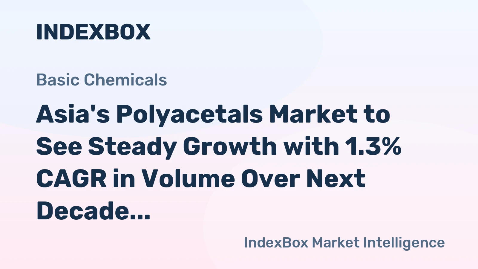 Asia's Polyacetals Market to See Steady Growth with 1.3% CAGR in Volume Over Next Decade