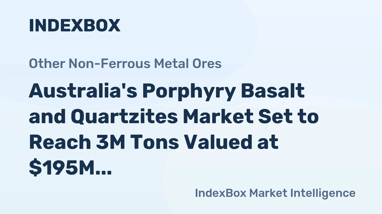 Australia's Porphyry Basalt and Quartzites Market Set to Reach 3M Tons Valued at $195M by 2035