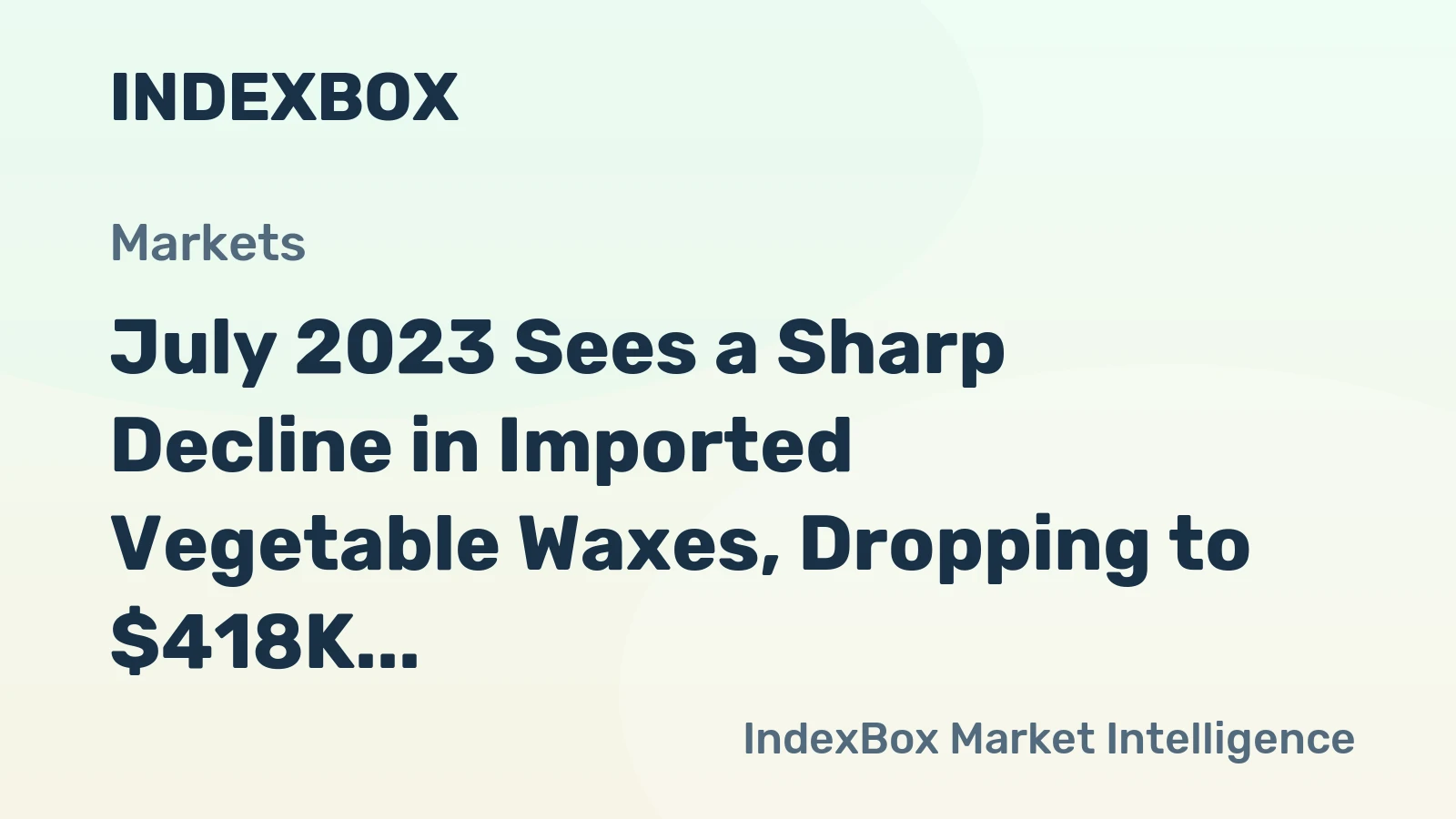 July 2023 Sees a Sharp Decline in Imported Vegetable Waxes, Dropping to $418K in Spain