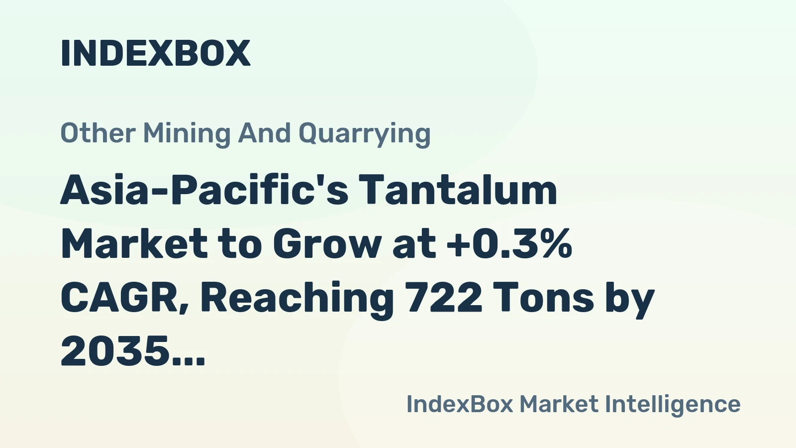 Asia-Pacific's Tantalum Market to Grow at +0.3% CAGR, Reaching 722 Tons by 2035