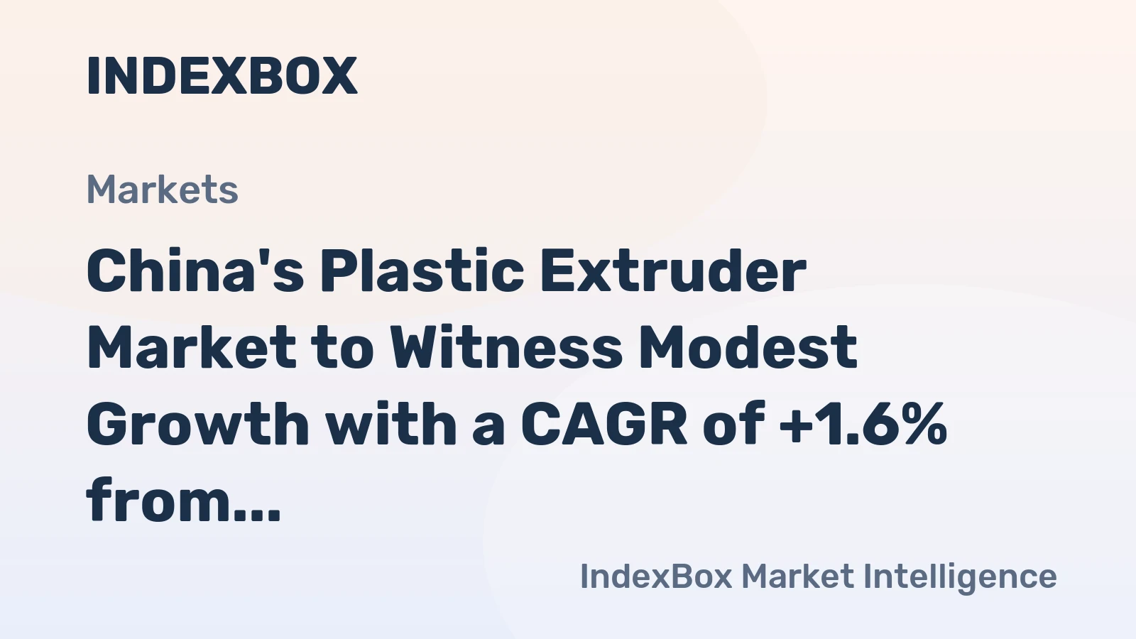 China's Plastic Extruder Market to Witness Modest Growth with a CAGR of +1.6% from 2024 to 2035