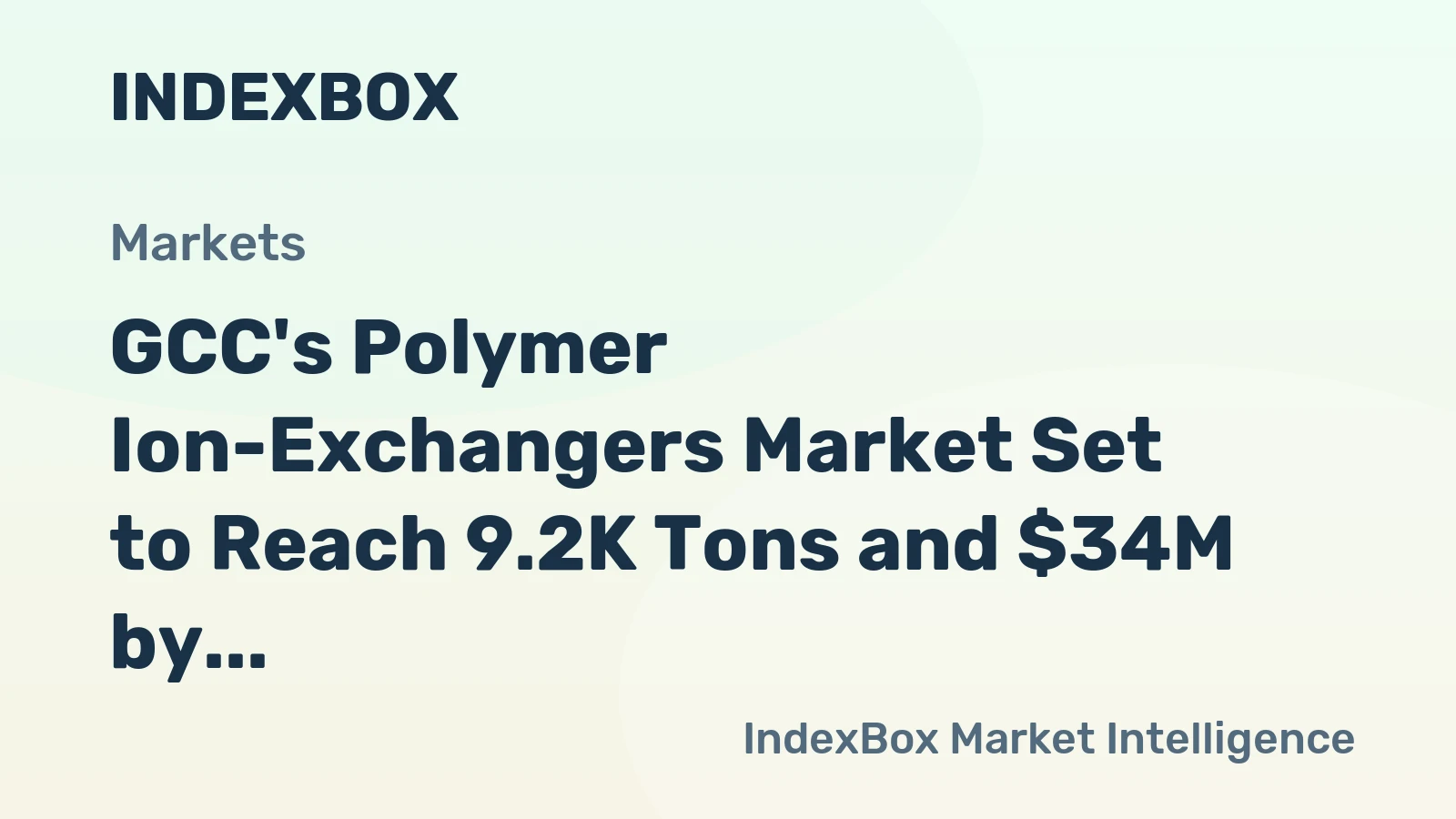 GCC's Polymer Ion-Exchangers Market Set to Reach 9.2K Tons and $34M by 2035