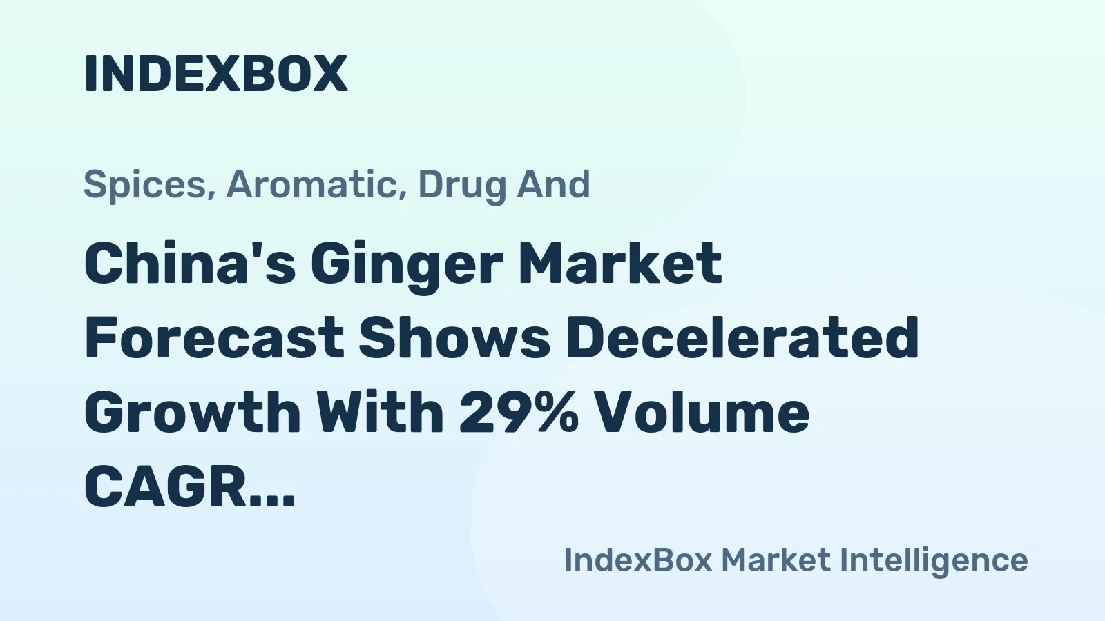 China's Ginger Market Forecast Shows Decelerated Growth With 29% Volume CAGR Through 2035