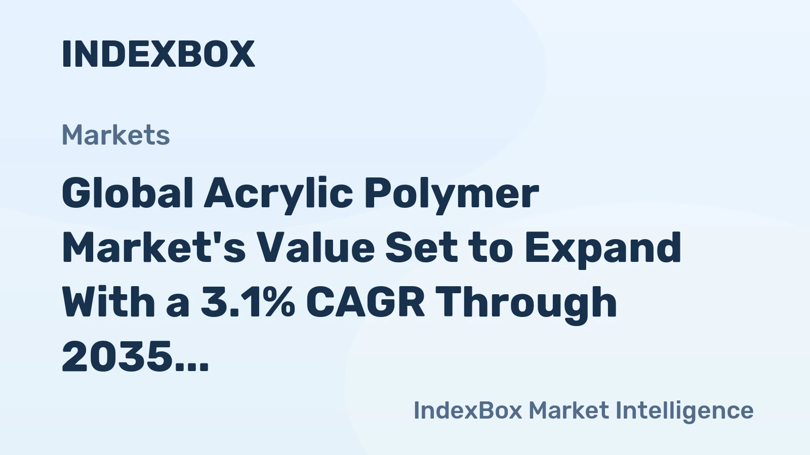 Global Acrylic Polymer Market's Value Set to Expand With a 3.1% CAGR Through 2035