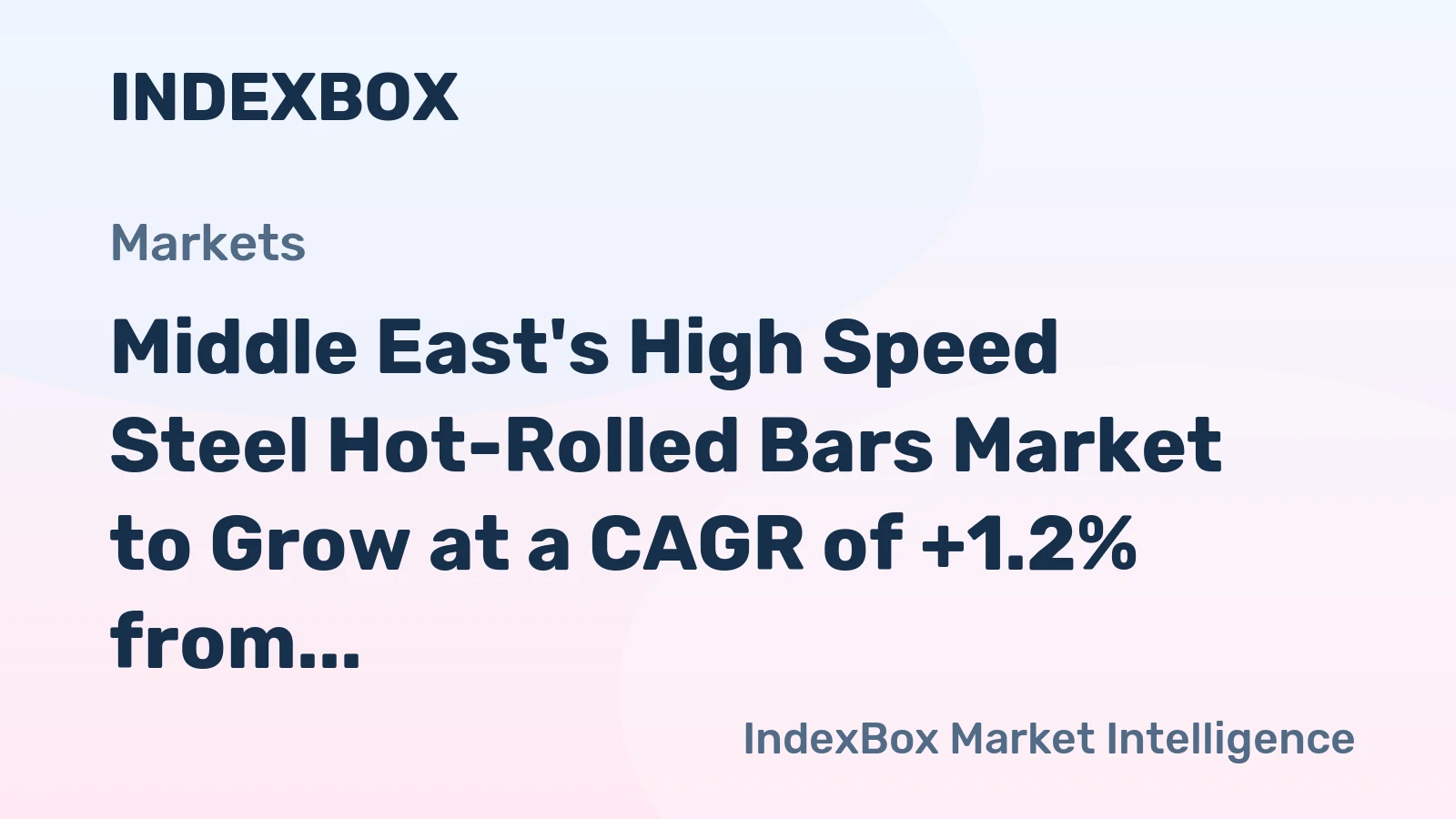 Middle East's High Speed Steel Hot-Rolled Bars Market to Grow at a CAGR of +1.2% from 2024 to 2035, Reaching $21.9B by 2035