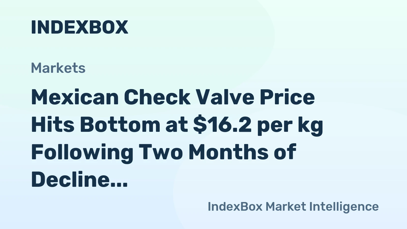Mexican Check Valve Price Hits Bottom at $16.2 per kg Following Two Months of Decline