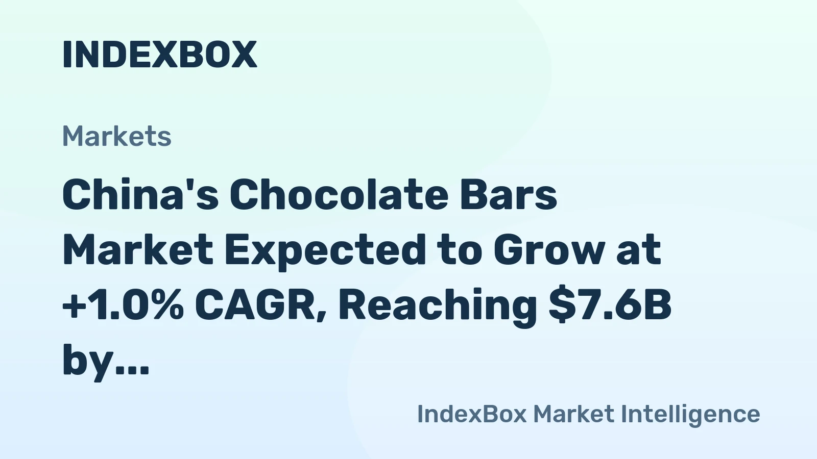 China's Chocolate Bars Market Expected to Grow at +1.0% CAGR, Reaching $7.6B by 2035