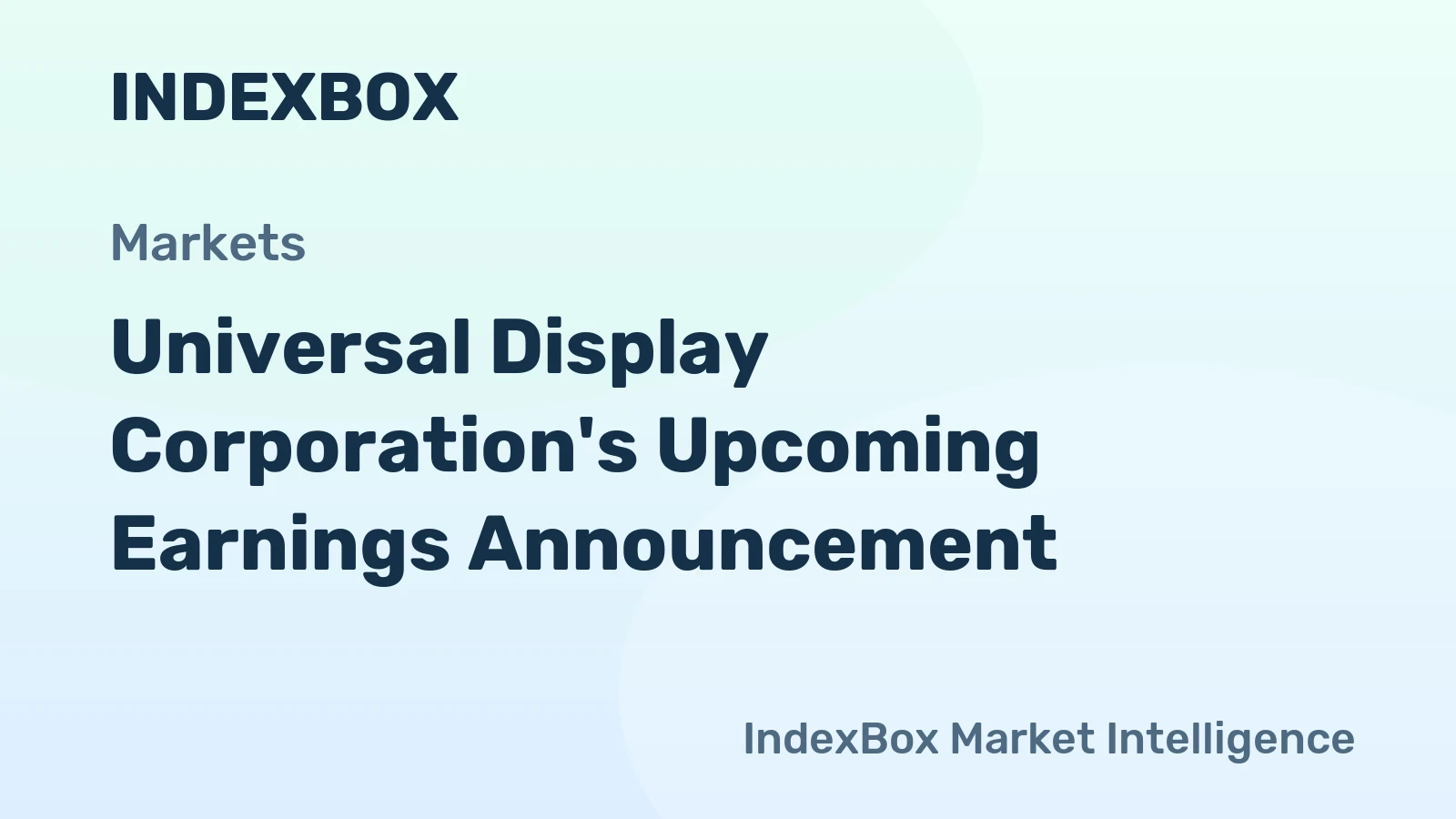 Universal Display Corporation's Upcoming Earnings Announcement