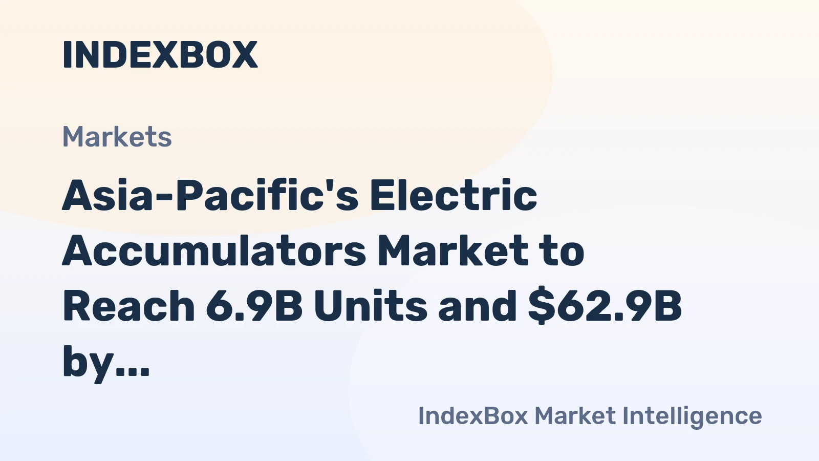 Asia-Pacific's Electric Accumulators Market to Reach 6.9B Units and $62.9B by 2035, Driven by Growing Demand