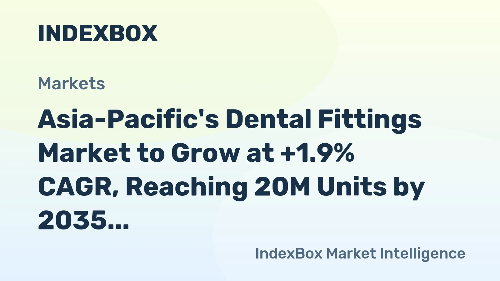 Asia-Pacific's Dental Fittings Market to Grow at +1.9% CAGR, Reaching 20M Units by 2035