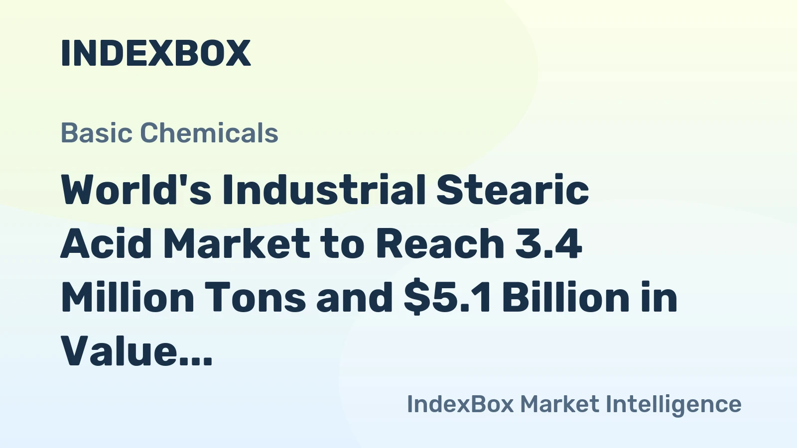 World's Industrial Stearic Acid Market to Reach 3.4 Million Tons and $5.1 Billion in Value