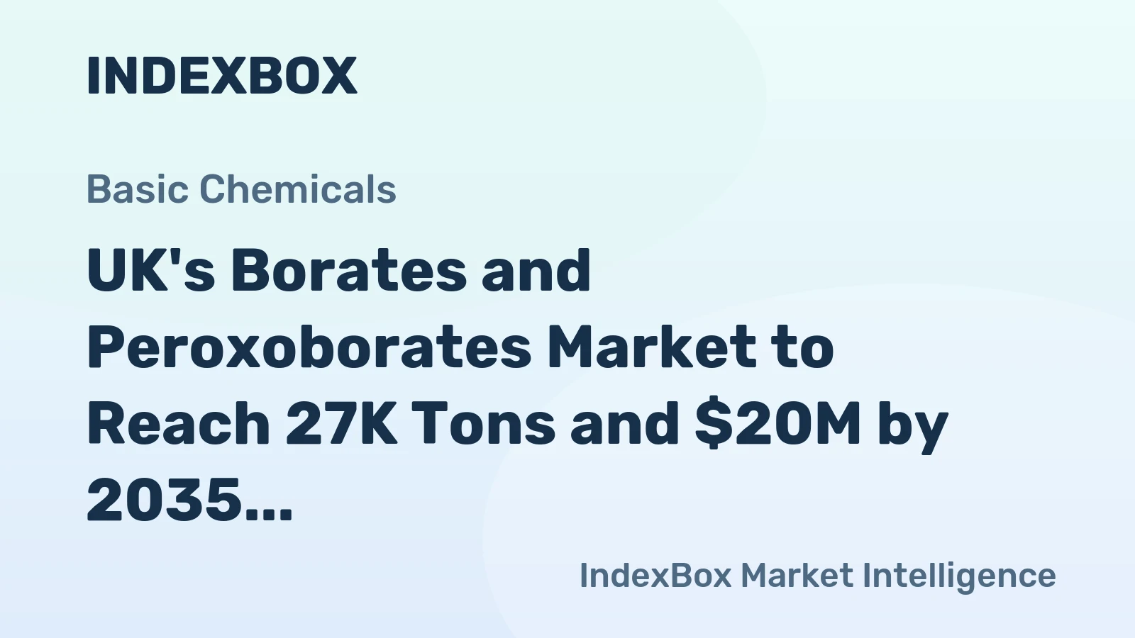 UK's Borates and Peroxoborates Market to Reach 27K Tons and $20M by 2035