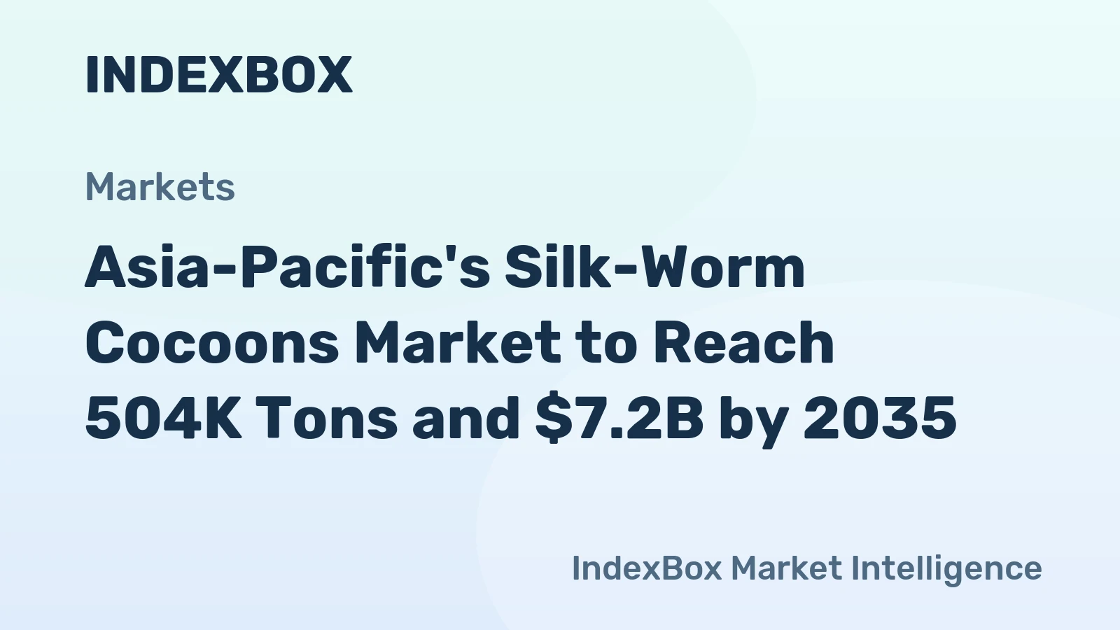 Asia-Pacific's Silk-Worm Cocoons Market to Reach 504K Tons and $7.2B by 2035