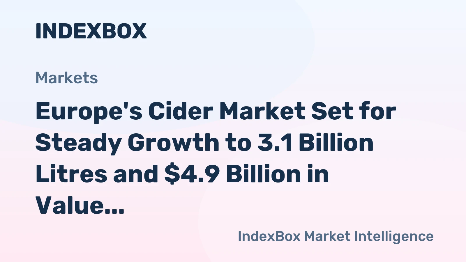 Europe's Cider Market Set for Steady Growth to 3.1 Billion Litres and $4.9 Billion in Value