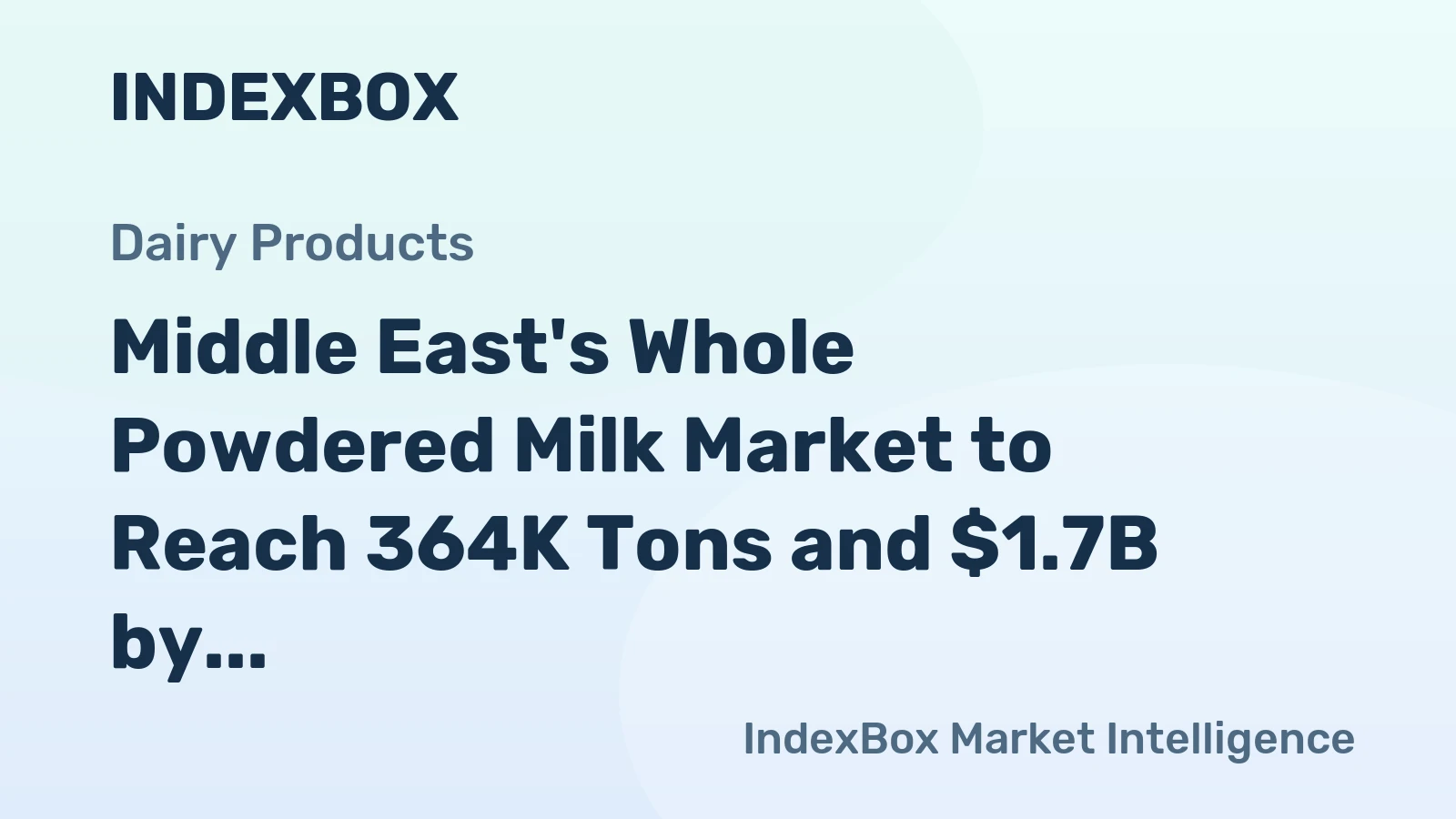Middle East's Whole Powdered Milk Market to Reach 364K Tons and $1.7B by 2035