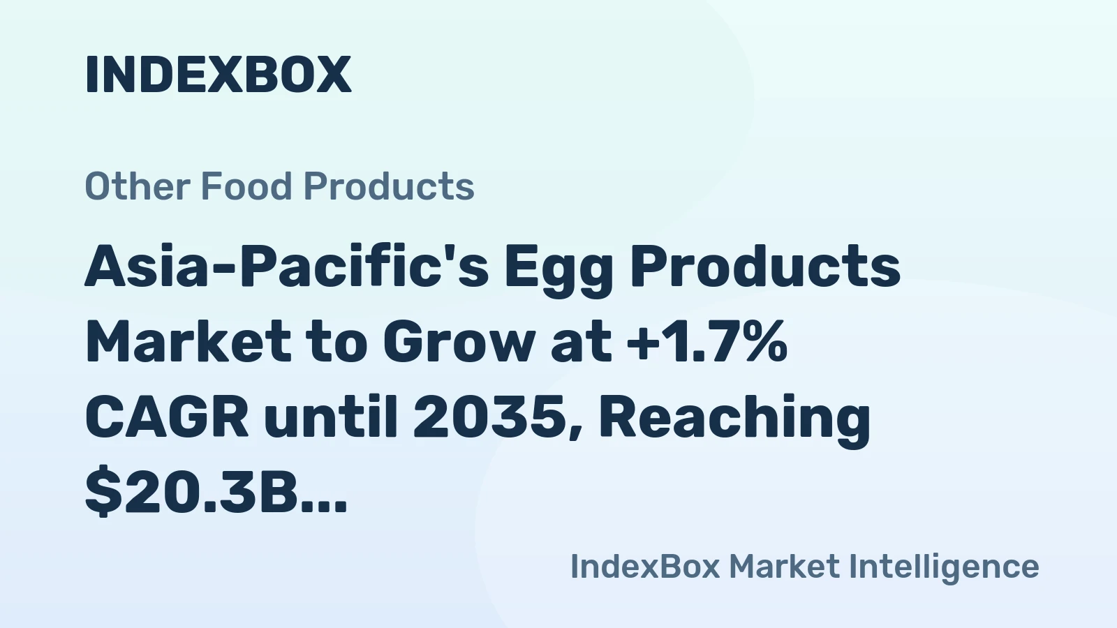 Asia-Pacific's Egg Products Market to Grow at +1.7% CAGR until 2035, Reaching $20.3B in Value