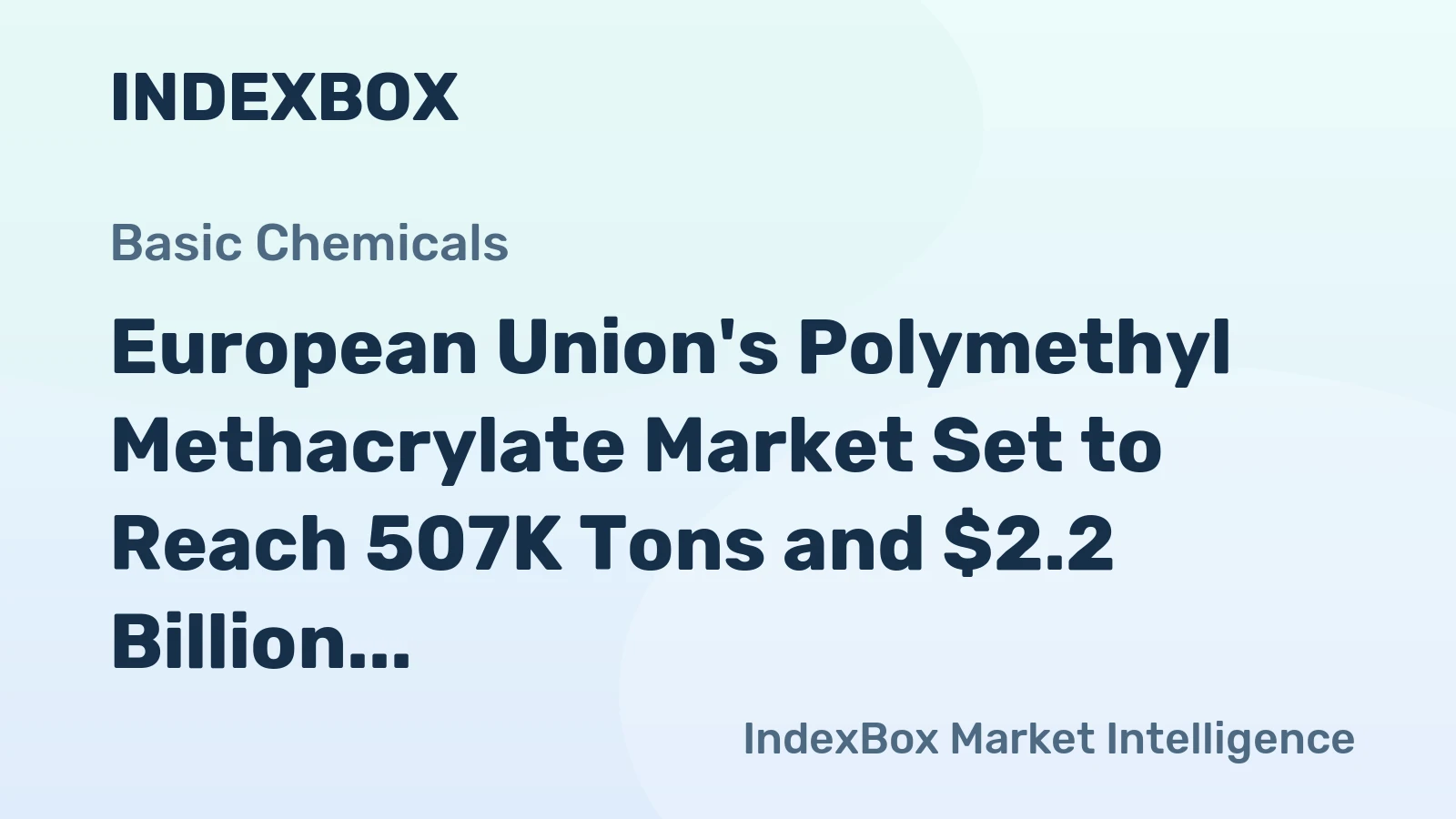 European Union's Polymethyl Methacrylate Market Set to Reach 507K Tons and $2.2 Billion by 2035