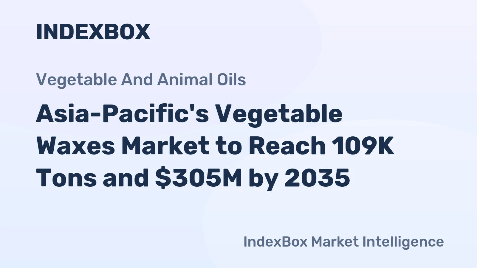 Asia-Pacific's Vegetable Waxes Market to Reach 109K Tons and $305M by 2035