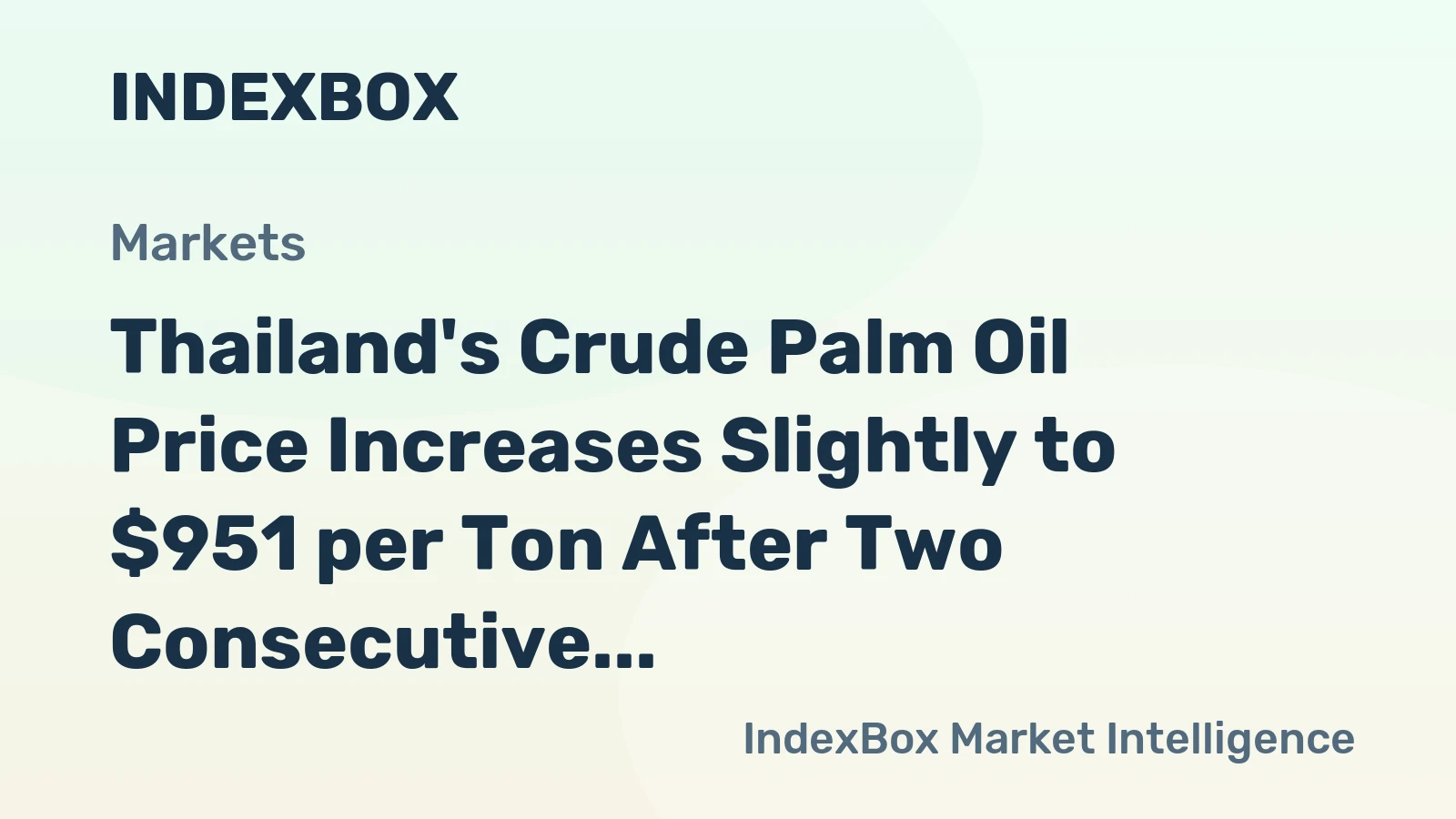 Thailand's Crude Palm Oil Price Increases Slightly to $951 per Ton After Two Consecutive Months of Growth